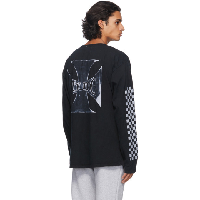 Rhude Black Classic Checkers Long Sleeve T-Shirt Rhude