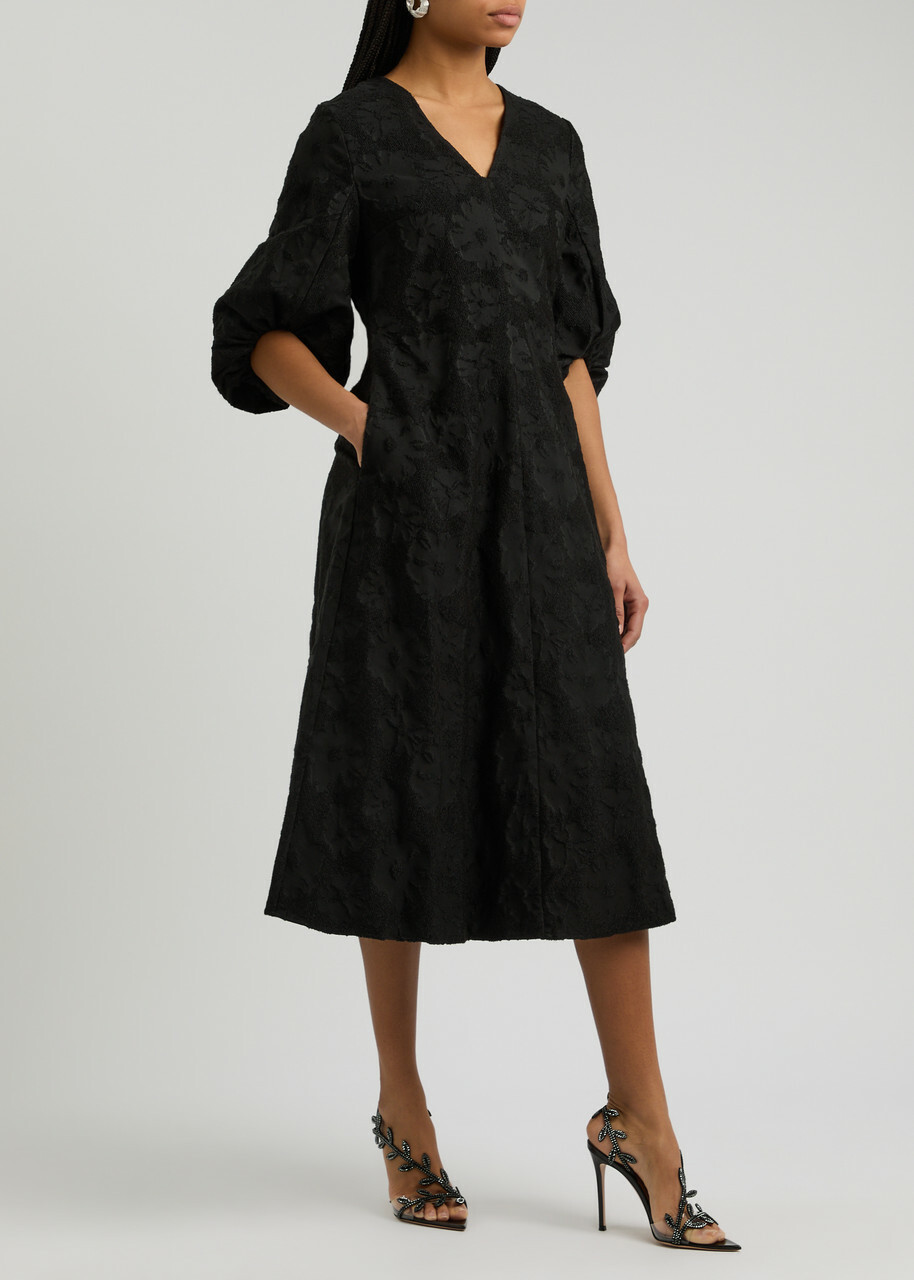 Stine Goya Floral-jacquard Terry Midi Dress Black Stine Goya