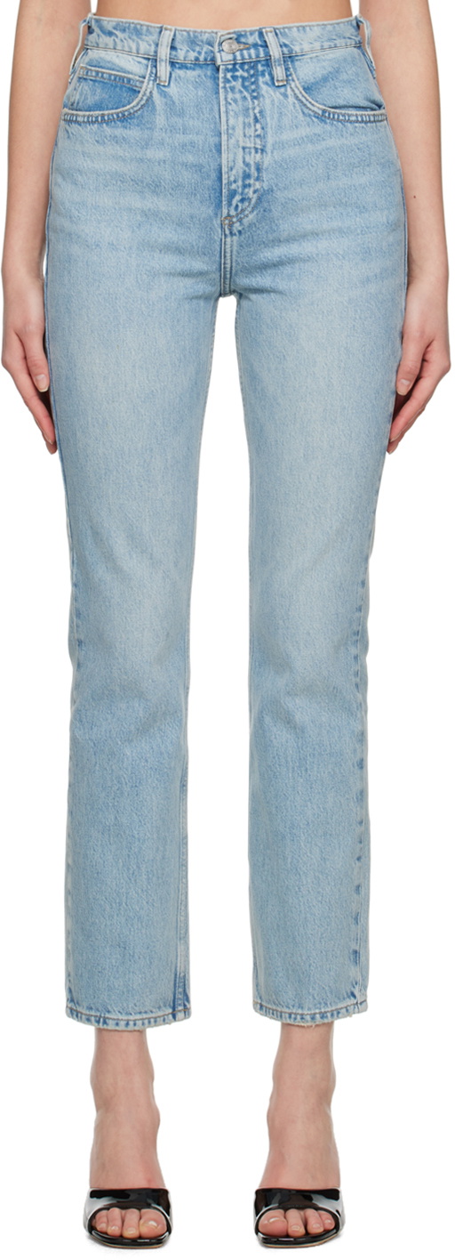 FRAME Blue Le High 'N' Tight Straight Jeans Frame Denim