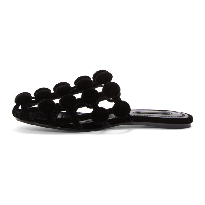 Alexander Wang Black Velvet Amelia Ball Cage Slippers Alexander Wang
