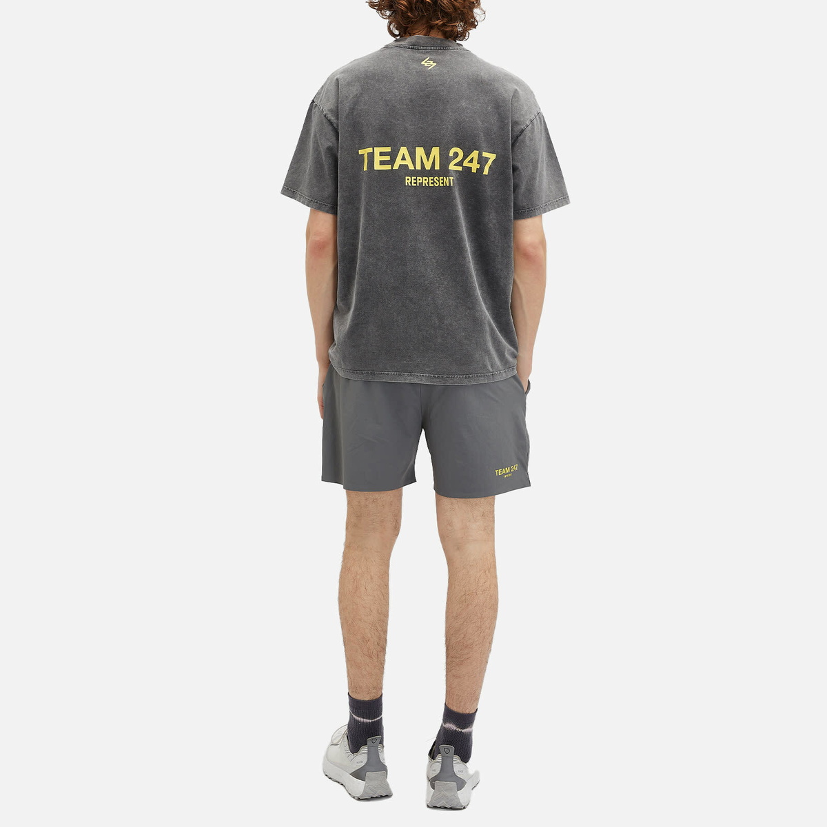 Represent Men's Team 247 Oversized T-Shirt in Pewter/Lemon Represent