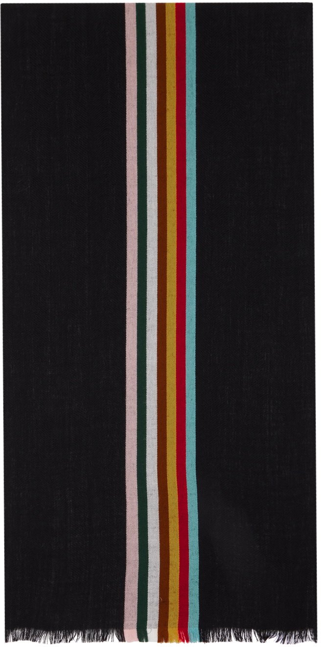 Paul Smith Black Central Multi Stripe Scarf Paul Smith