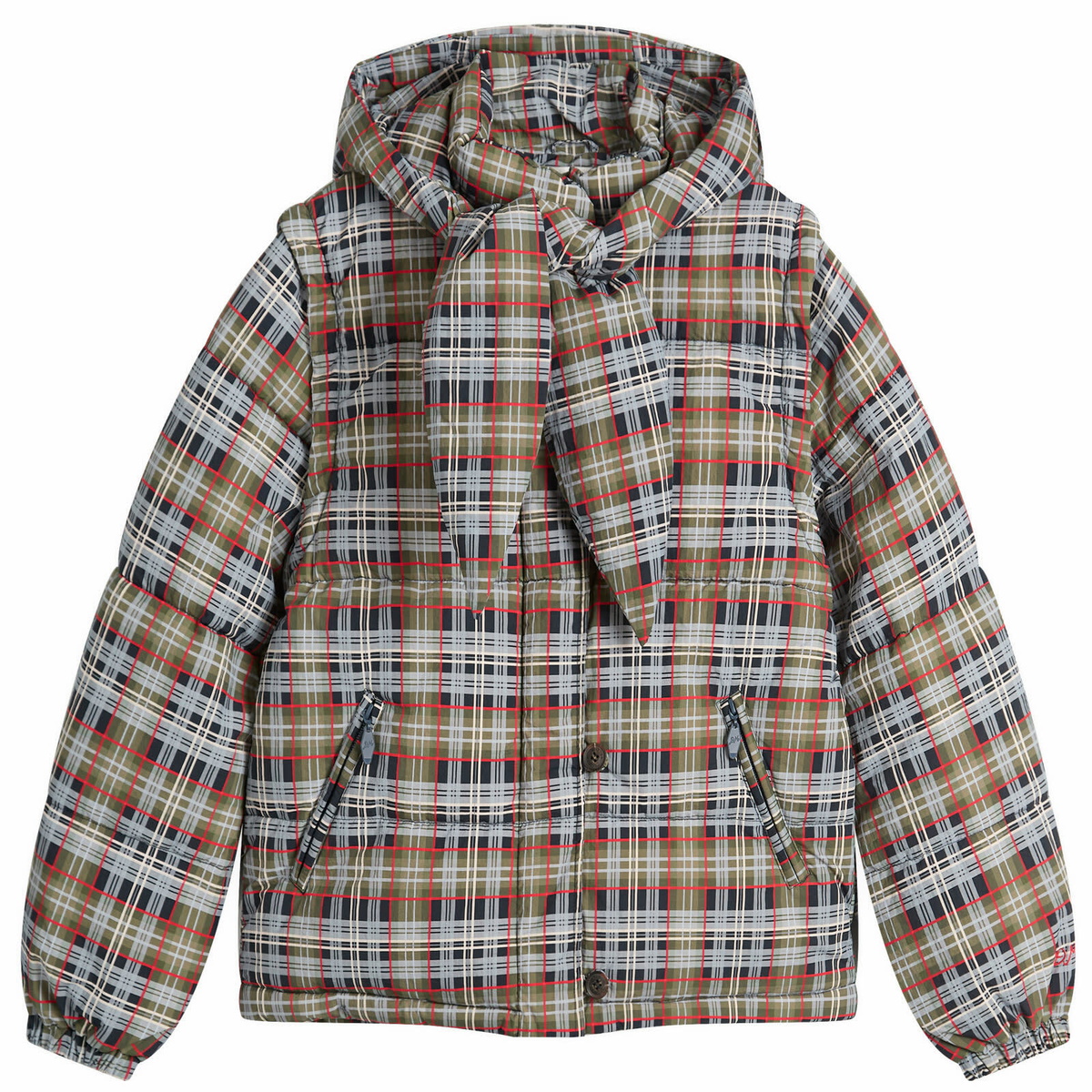 Damson Madder Women's Pearl Tartan Check Puffer Jacket in Multi Damson ...