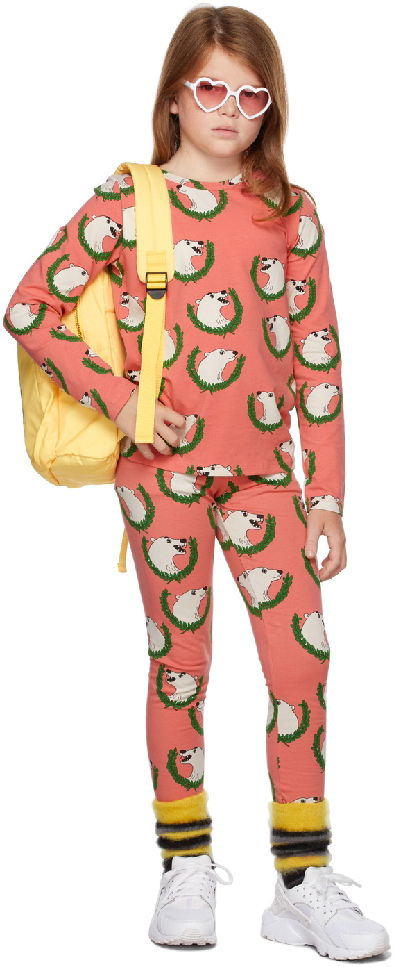 Mini Rodini Kids Pink Polar Bear Leggings Mini Rodini