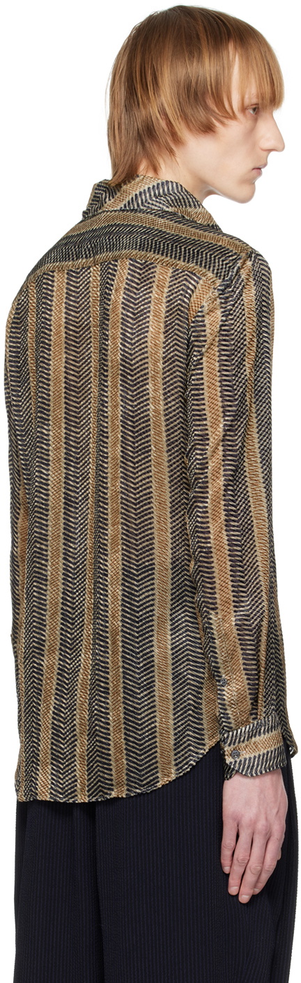 Giorgio Armani Brown Devoré Shirt Giorgio Armani