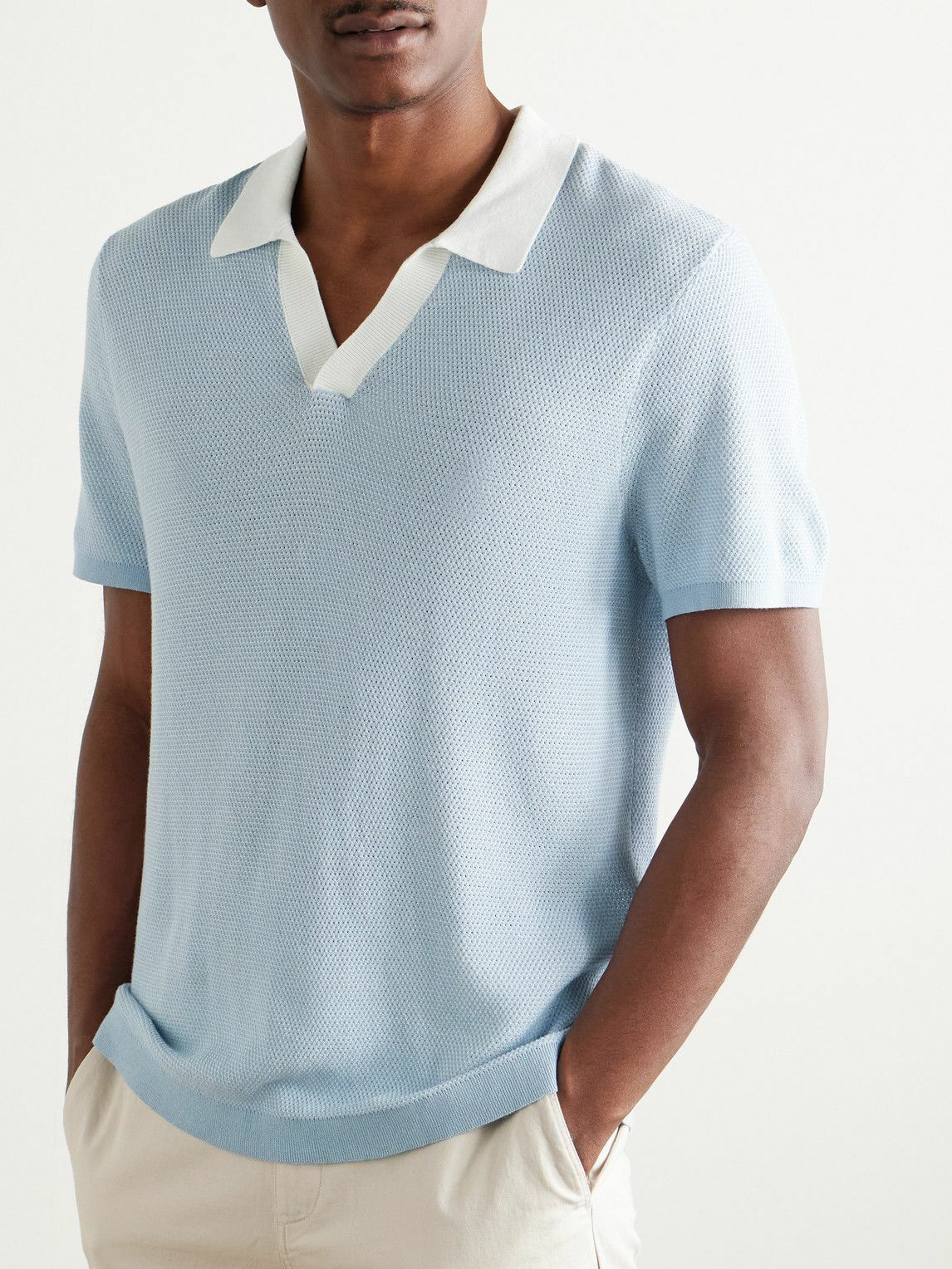 Onia - Johnny Two-Tone Cotton Polo Shirt - Blue Onia