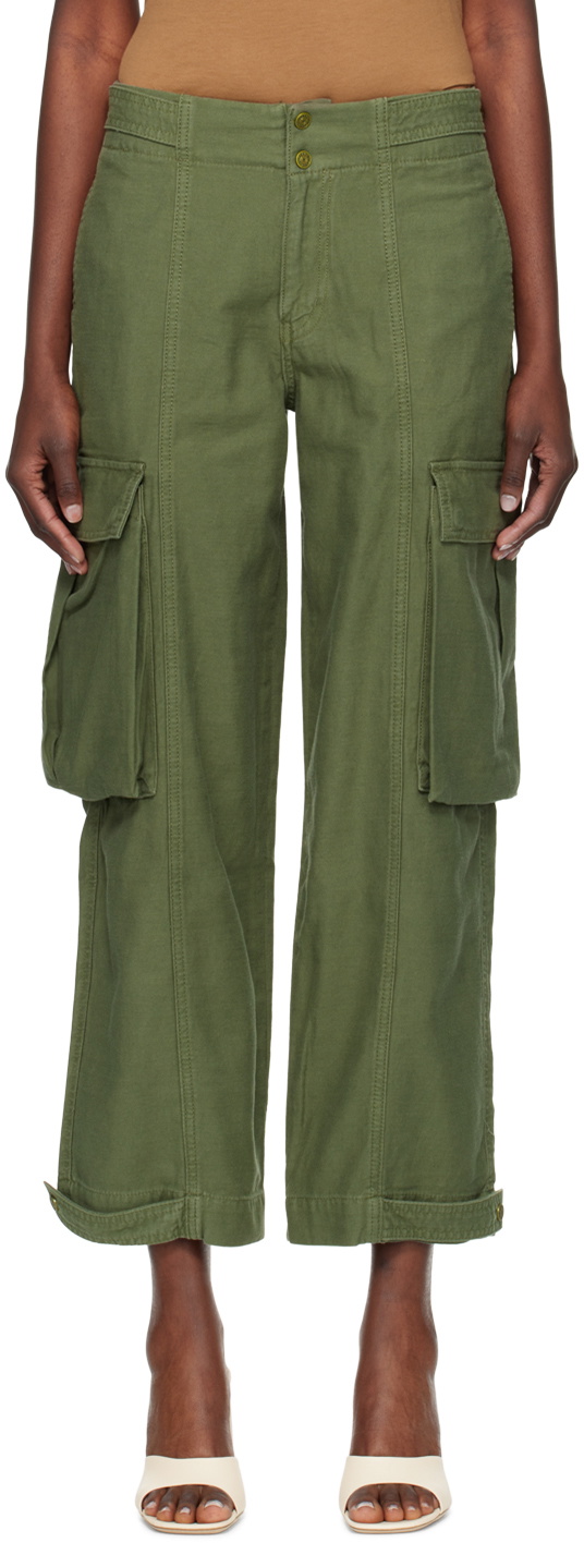 FRAME Green Wide Leg Cargo Pants Frame Denim