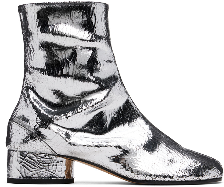 Maison Margiela Silver Tabi Mirror Boots Maison Margiela