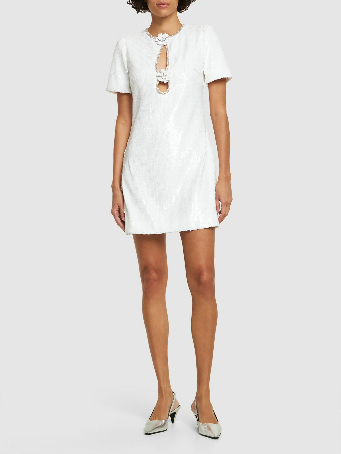 SELF-PORTRAIT - Sequined Short Sleeve Mini Dress Self-Portrait