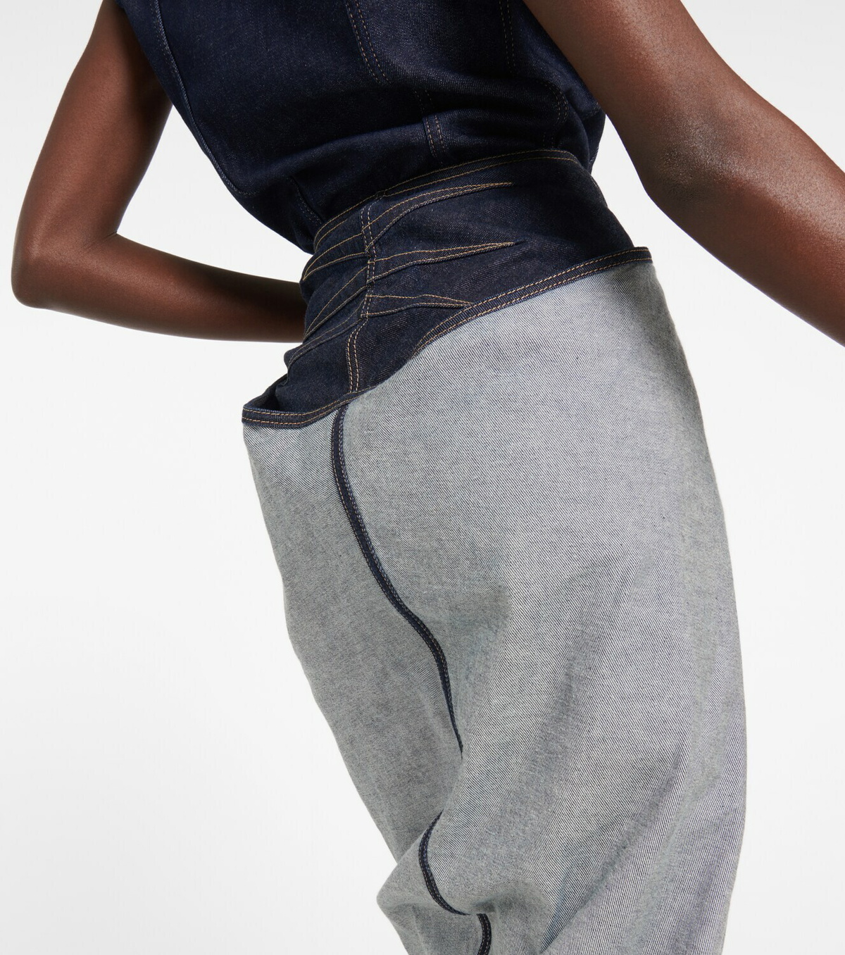 Alaïa Draped denim maxi skirt ALAÏA