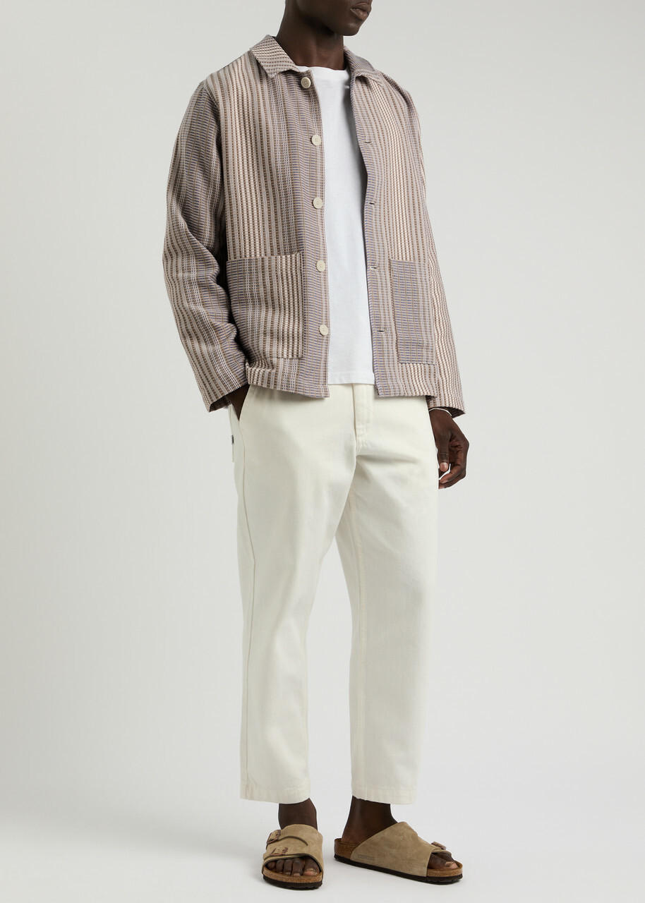Wax London Grant Cotton-blend Overshirt Beige Wax London