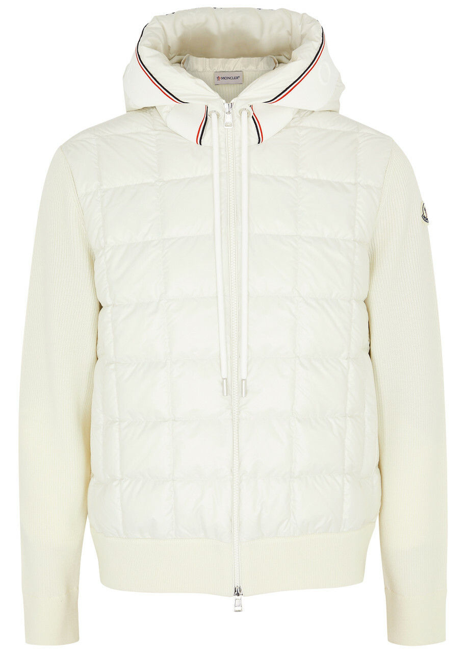 Moncler Hooded Quilted Shell and Wool Jacket Cream Moncler