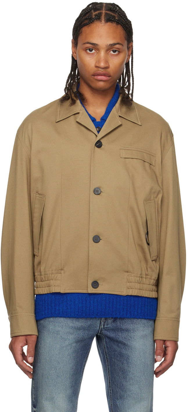 Solid Homme Beige Open Spread Collar Jacket Solid Homme