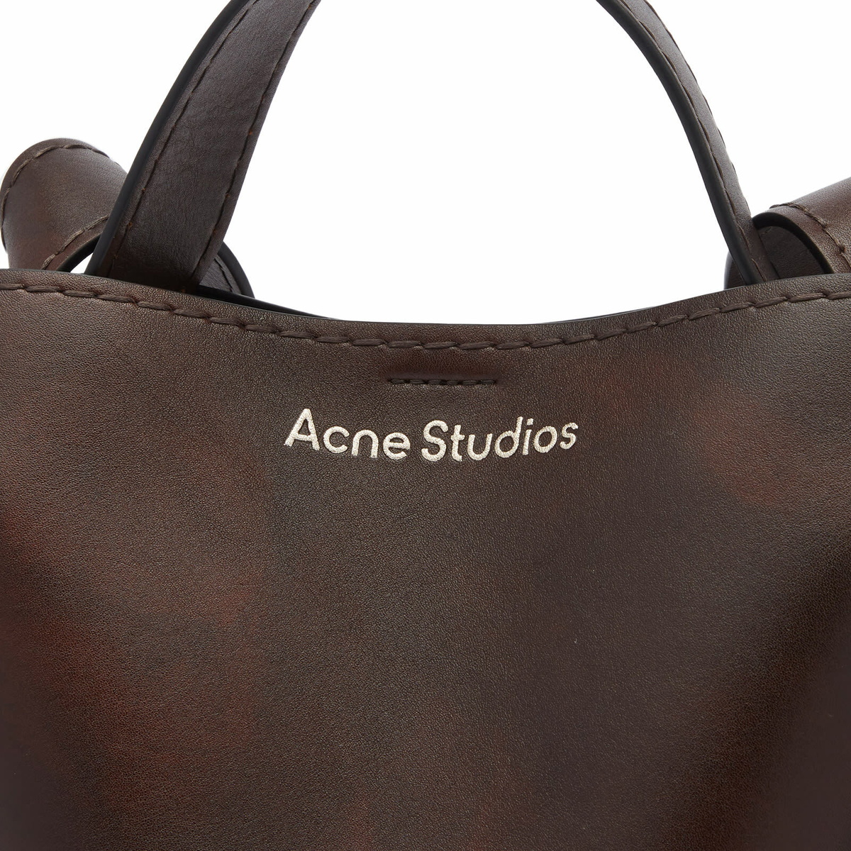 Acne Studios Women's Musubi Mini Aged Leather Handbag in Dark Brown ...