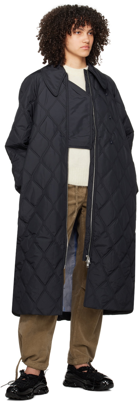 GANNI Black Quilt Coat GANNI