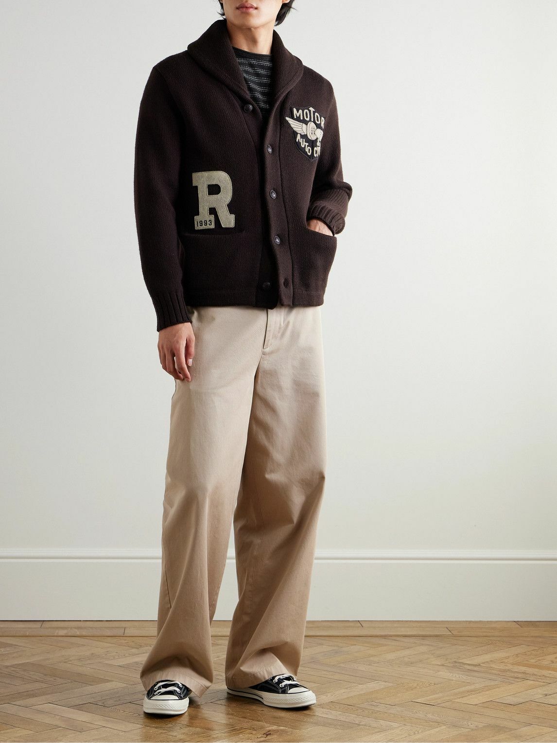 RRL - Logo-Appliquéd Shawl-Collar Wool Cardigan - Brown RRL