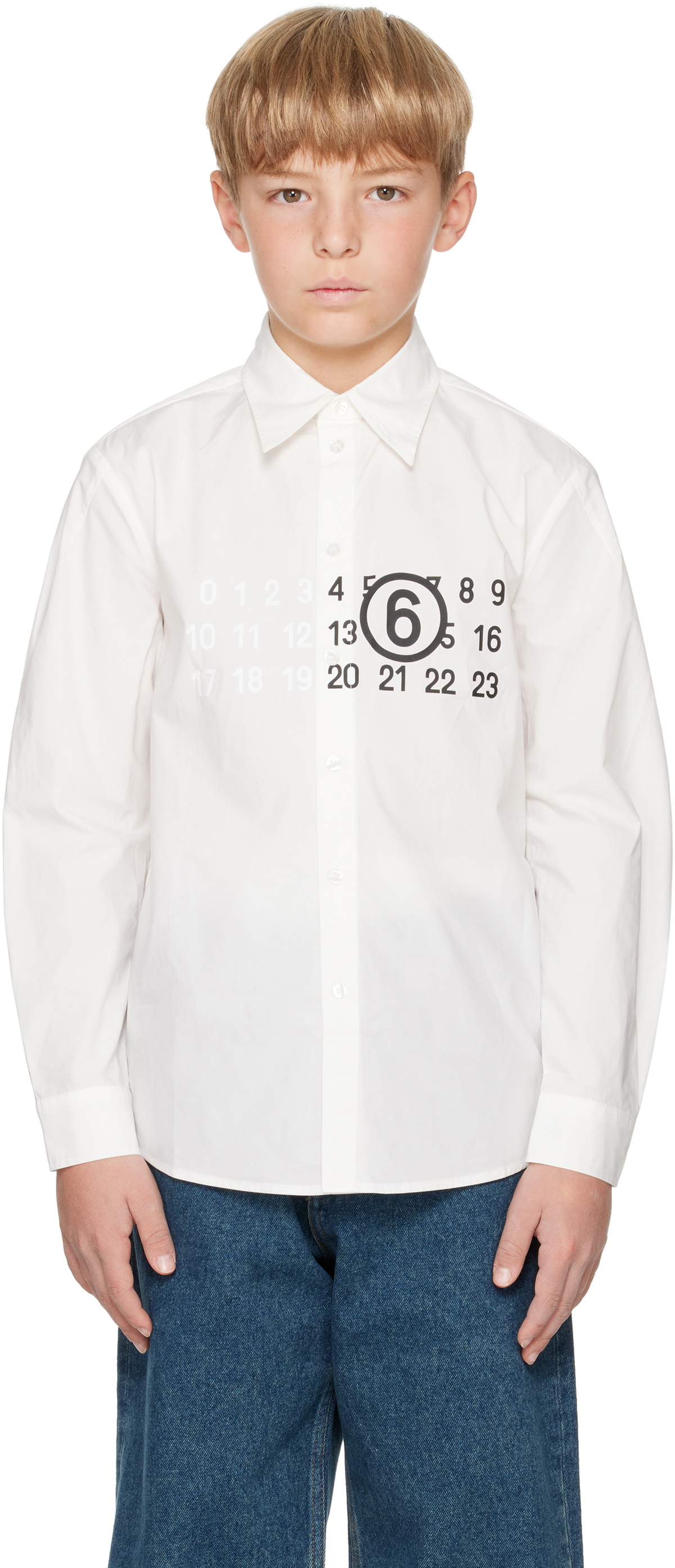 MM6 Maison Margiela Kids White Numeric Shirt MM6 Maison Margiela