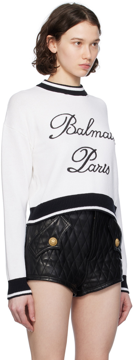 Balmain White Signature Sweater Balmain