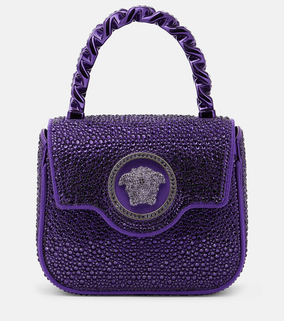 Versace - La Medusa Mini embellished satin tote bag Versace