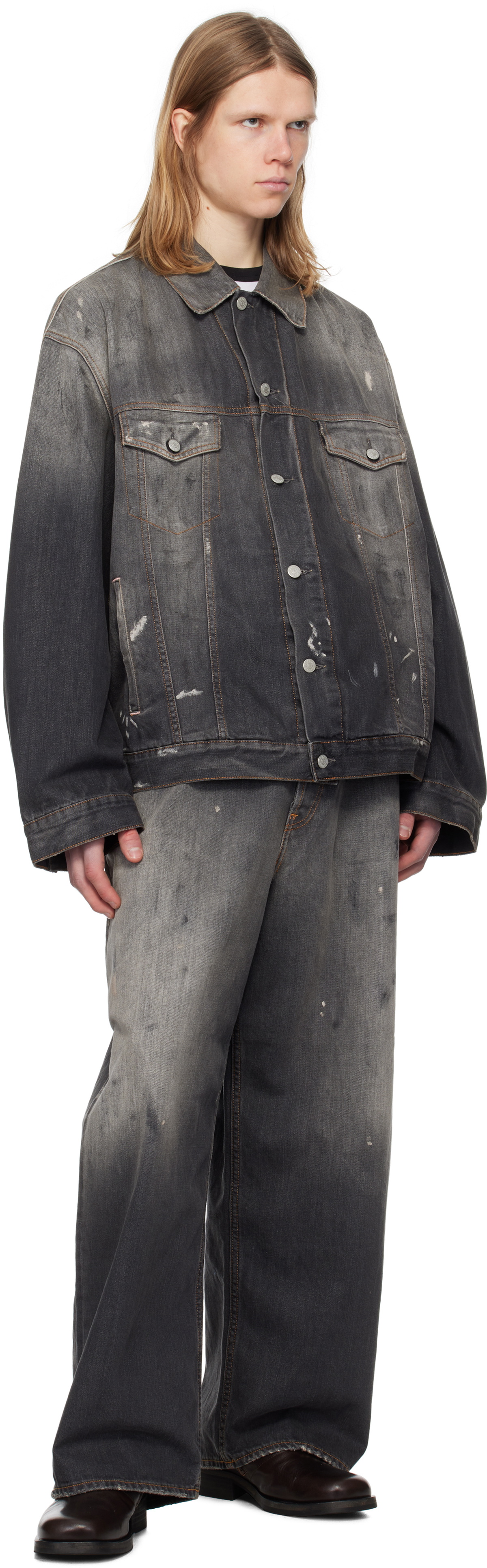 Acne Studios Black Oversized Fit Denim Jacket Acne Studios