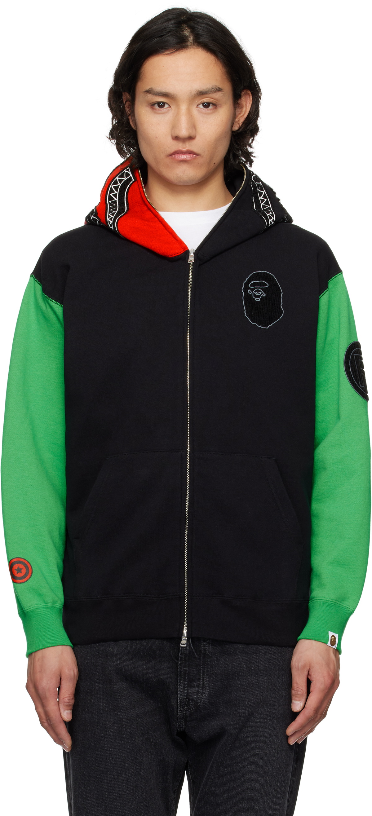BAPE Black & Green United Arab Emirates Shark Full Zip Hoodie A Bathing Ape