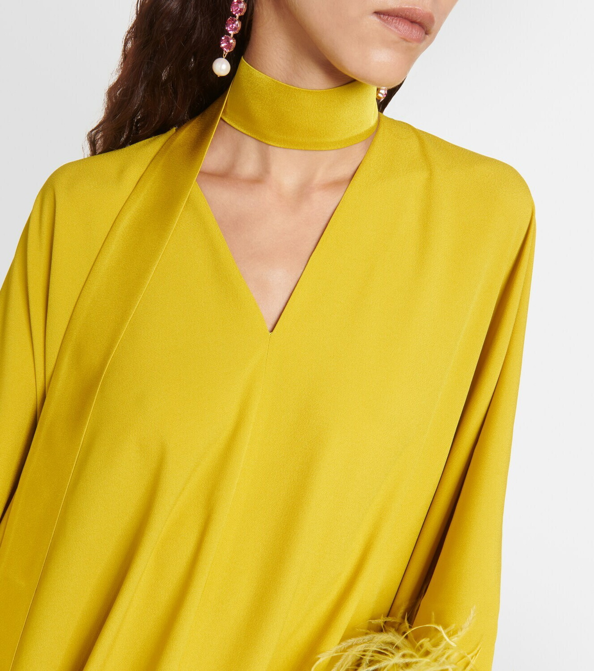 Taller Marmo 10am feather-trimmed crêpe kaftan Taller Marmo