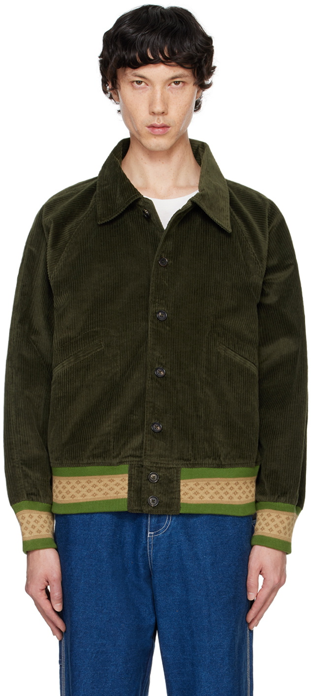 Bode Khaki Peerie Rib Banbury Bomber Jacket Bode