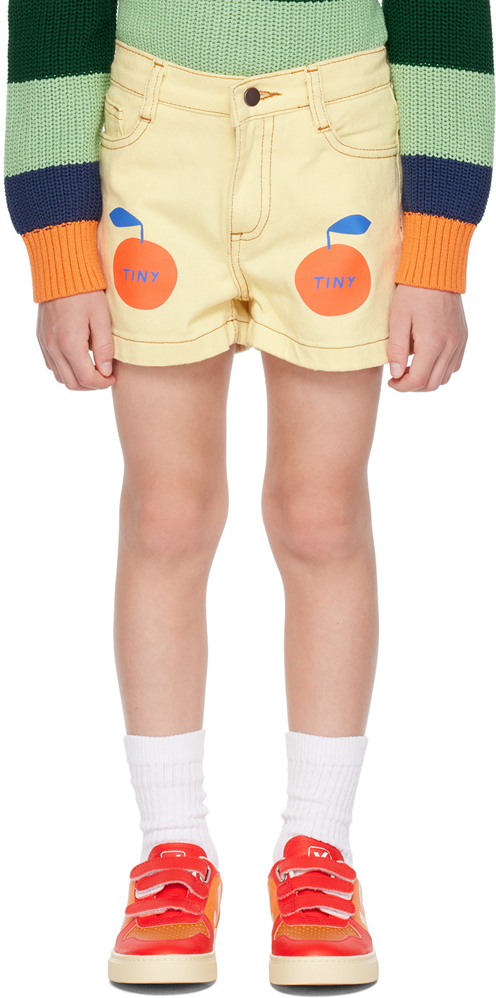 TINYCOTTONS Kids Yellow Tiny Apple Denim Shorts TINYCOTTONS