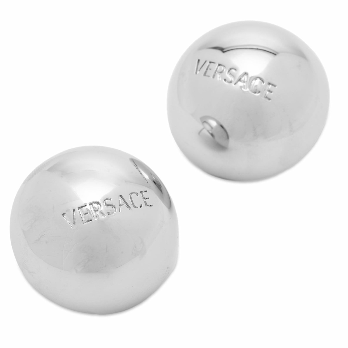 Versace Women's Logo Stud Earrings in Silver Versace