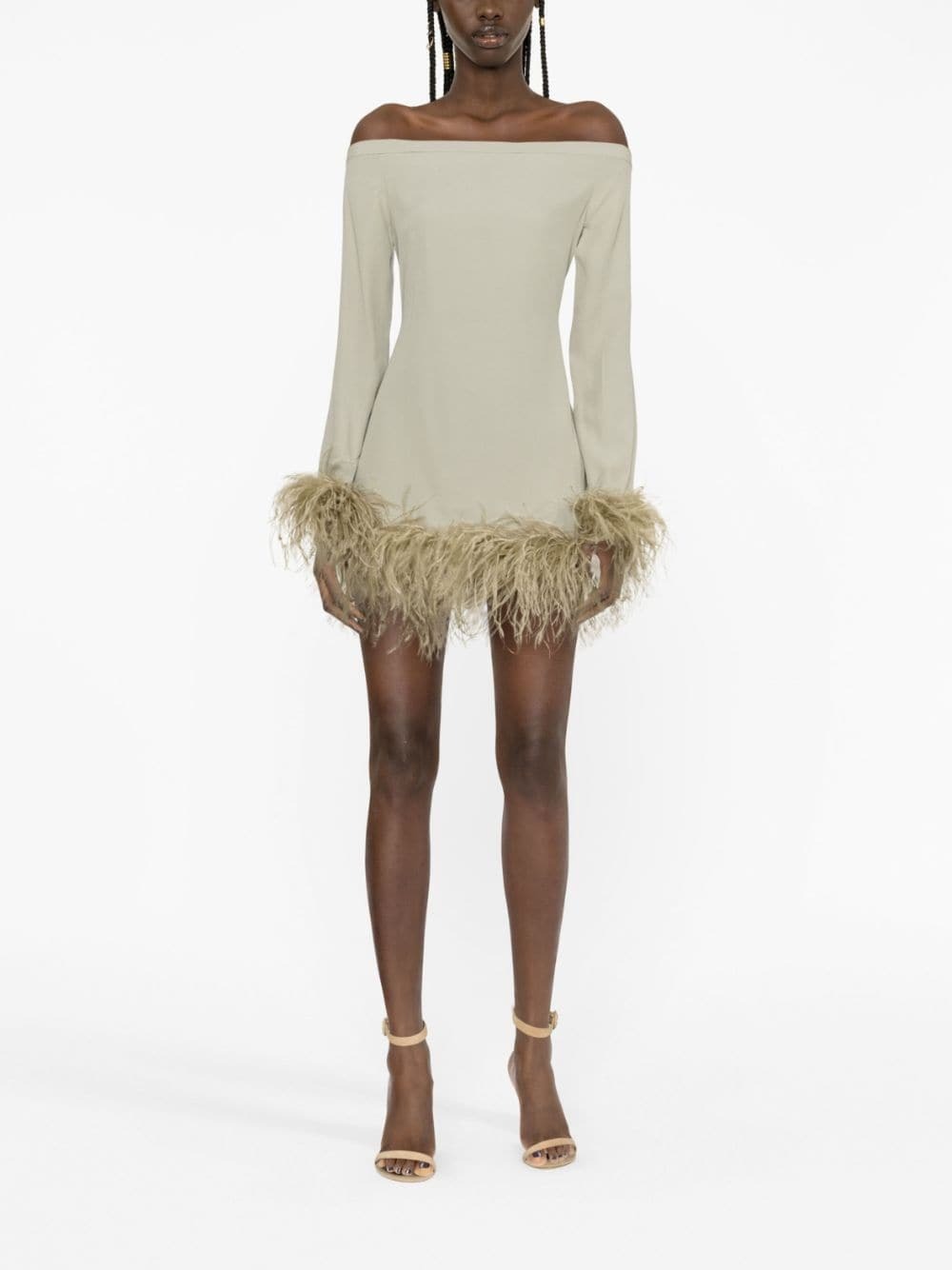TALLER MARMO - Kika Feather Trimmed Mini Dress Taller Marmo