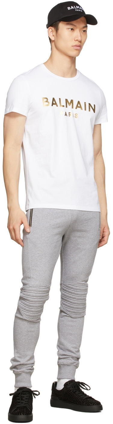 Balmain Grey Embossed Logo Lounge Pants Balmain
