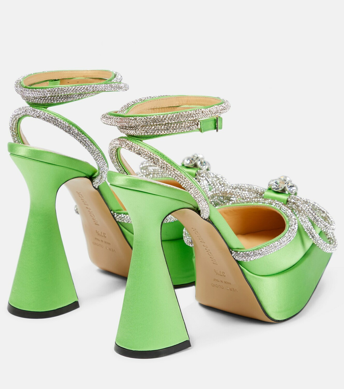 Mach & Mach - Double Bow embellished satin platform pumps MACH & MACH