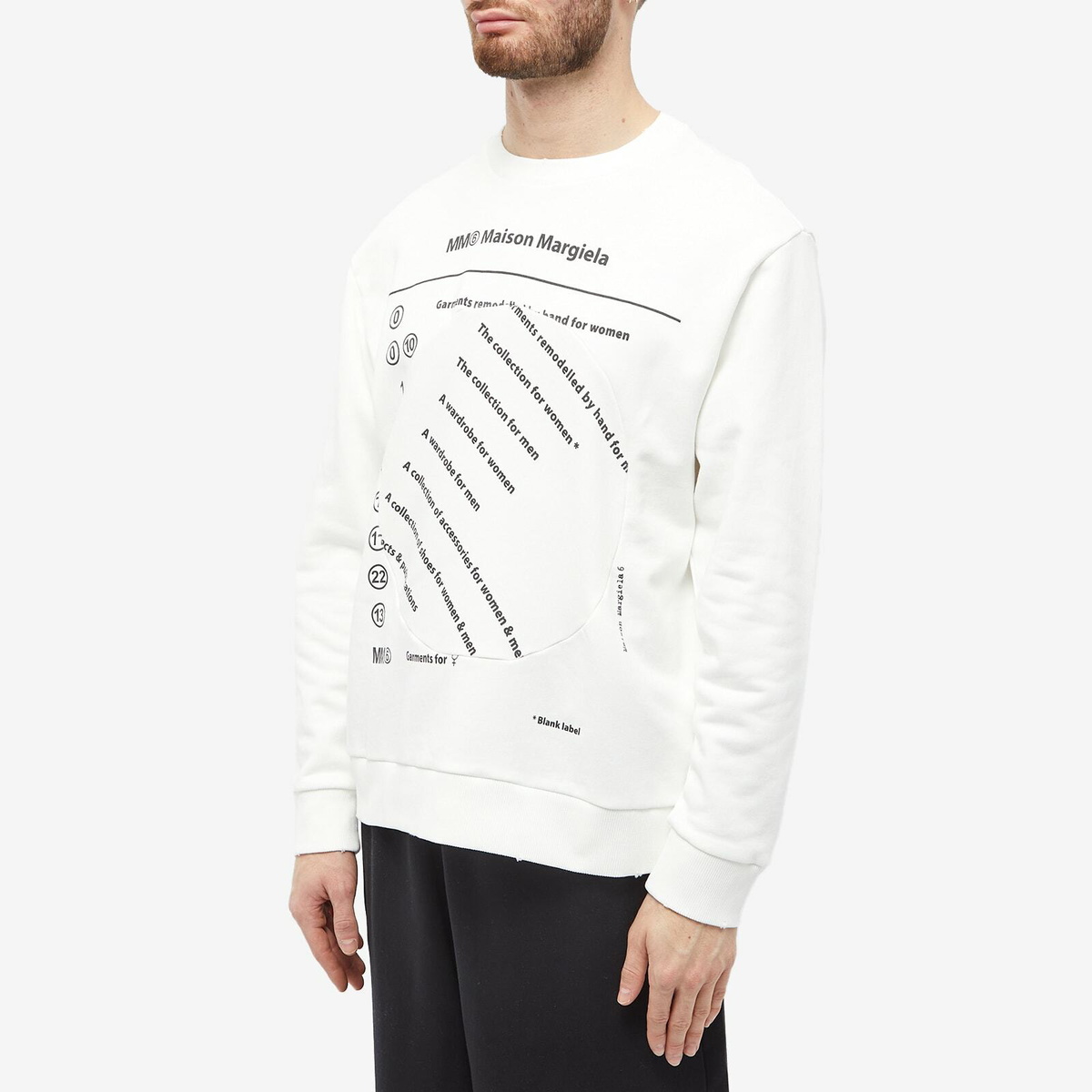 Maison Margiela Men's Text Logo Crew Sweat in Off White Maison Margiela