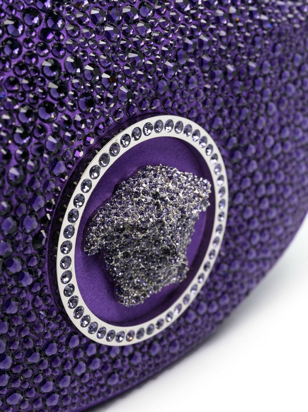VERSACE - Rhinestones Detail Satin Shoulder Bag Versace
