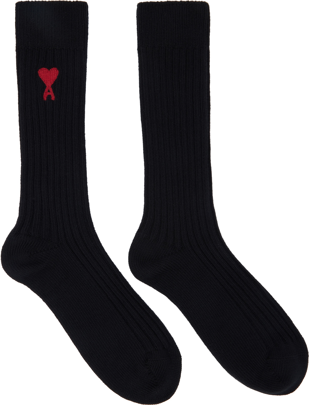 AMI Paris Three-Pack Black Cotton Socks AMI