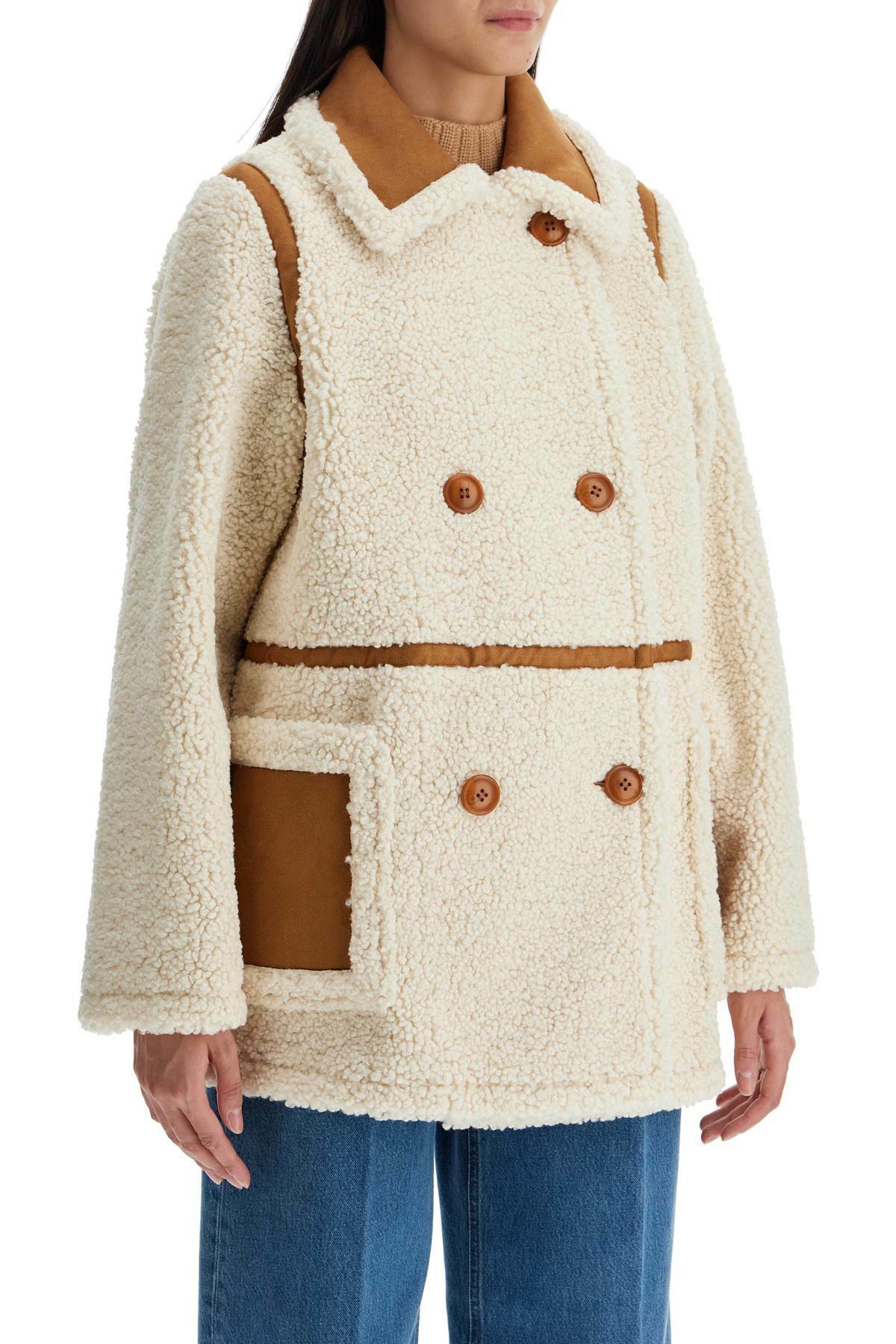 STAND STUDIO chloe faux shearling jacket White Stand Studio