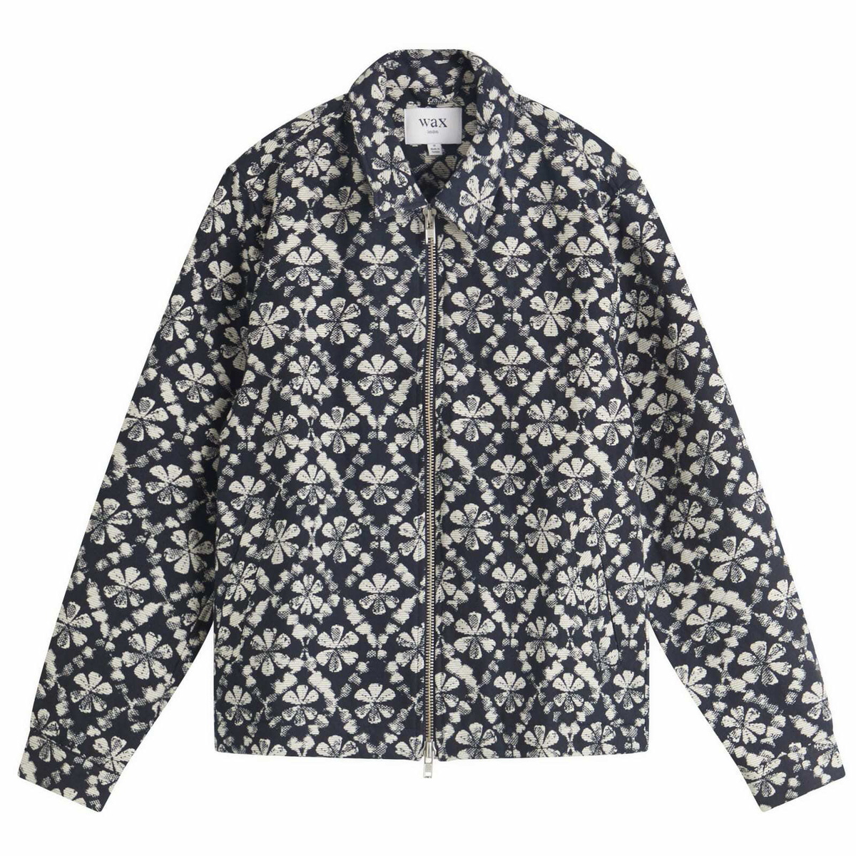Wax London Men's Eldon Jacquard Flower Jacket in Navy/Ecru Wax London