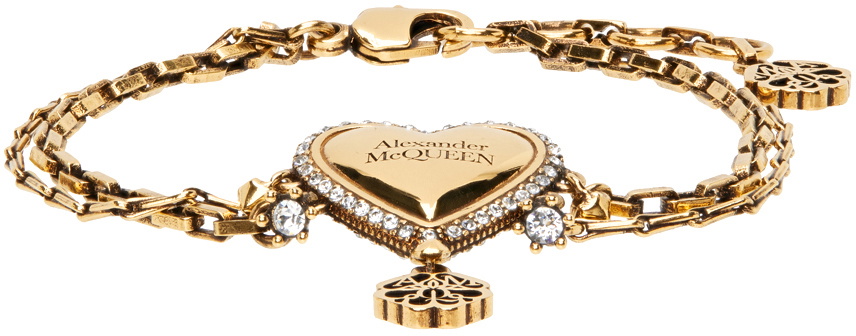 Alexander McQueen Gold Heart Chain Bracelet Alexander McQueen