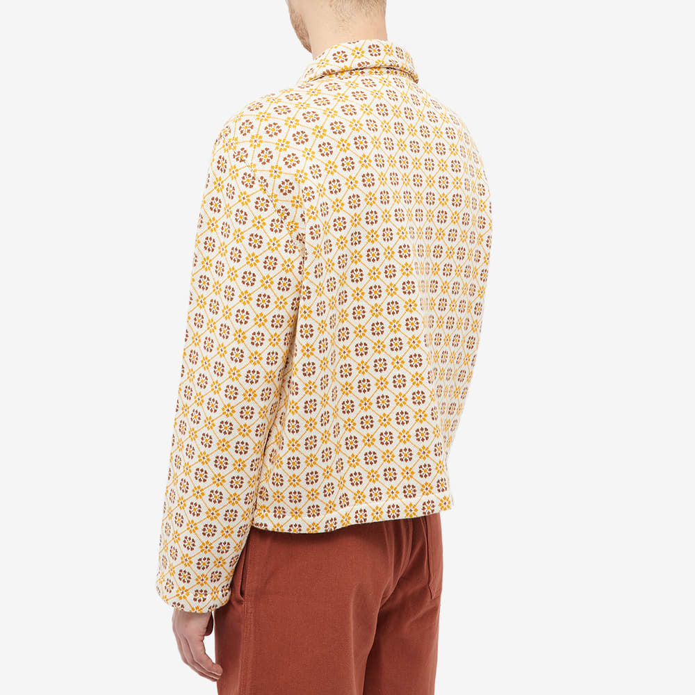 Bode Men's Floral Jacquard Quarter Zip Pullover in Marigold Multi Bode