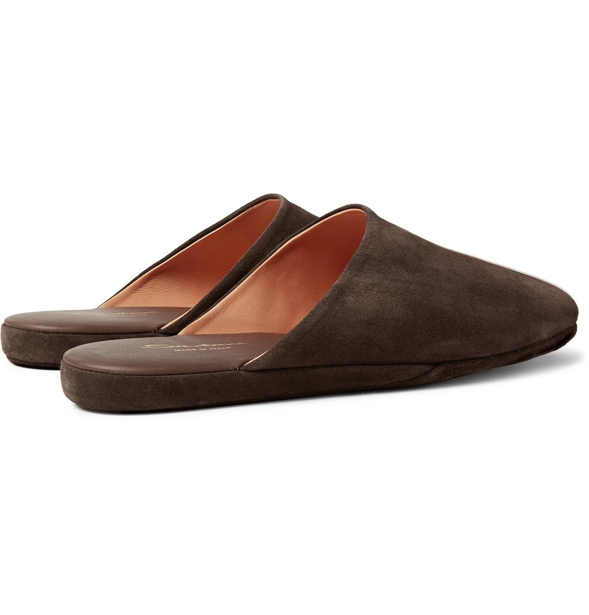Santoni - Suede Backless Slippers - Brown Santoni