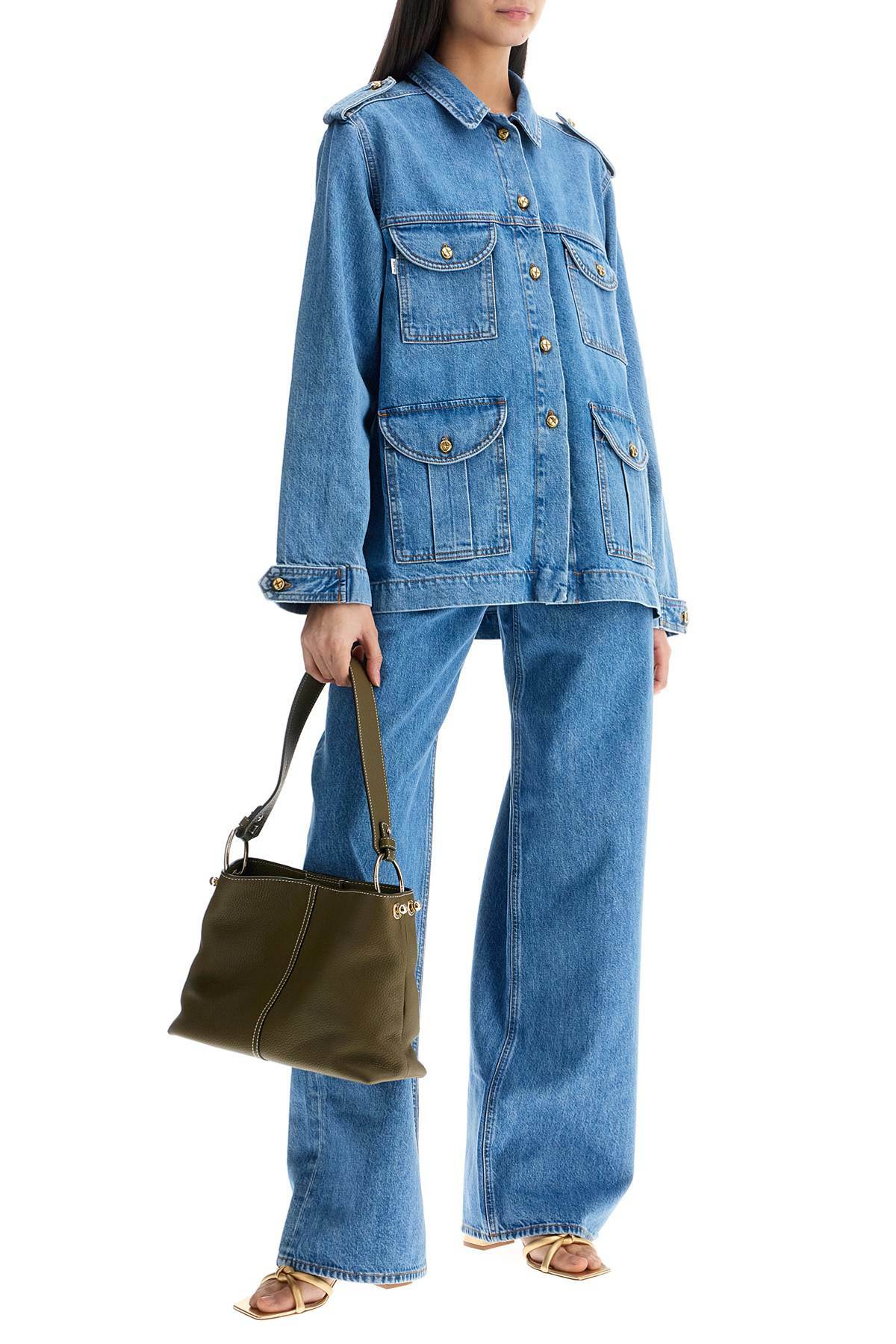 BLAZE MILANO light blue cotton military safari jacket with multiple ...