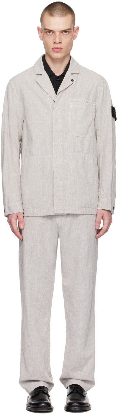 Stone Island Gray Garment-Dyed Suit Stone Island