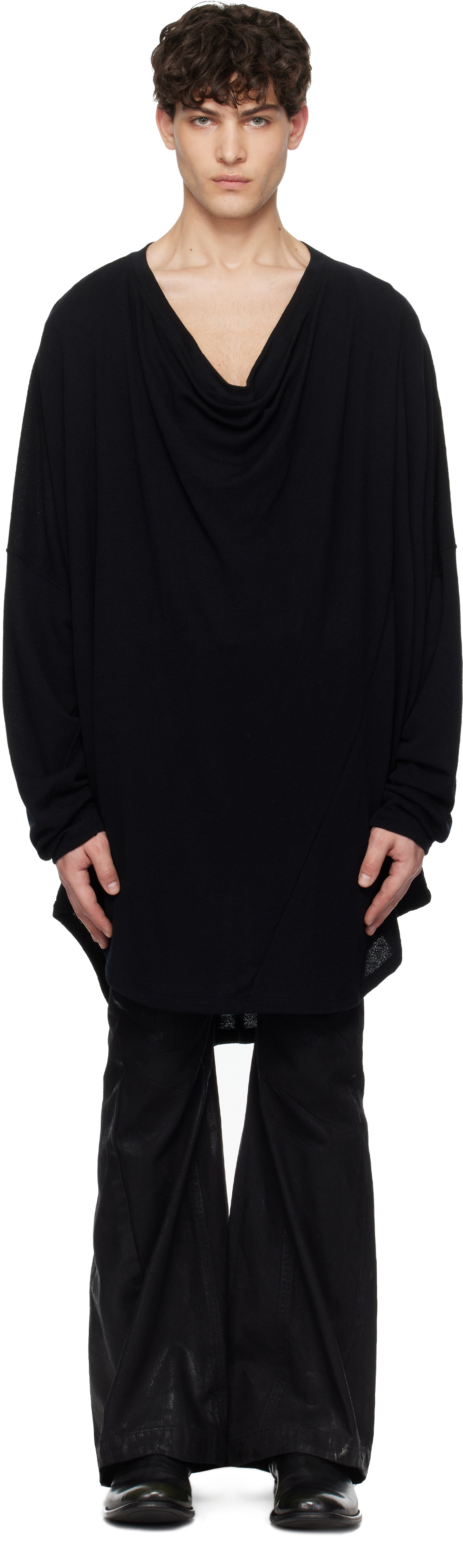 Julius Black Ana-Knit Drape Sweater Julius