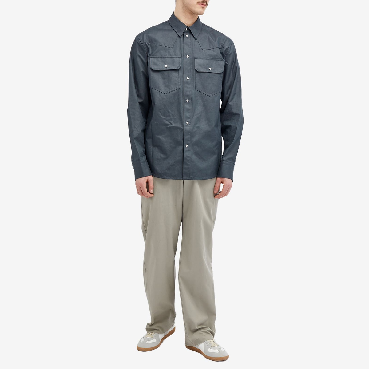 Helmut Lang Men's Classic Western Shirt in Slate Helmut Lang