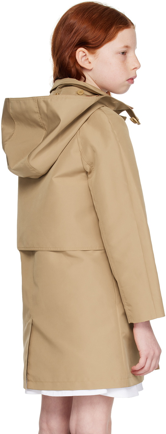 Burberry Kids Tan Hooded Trench Coat Burberry