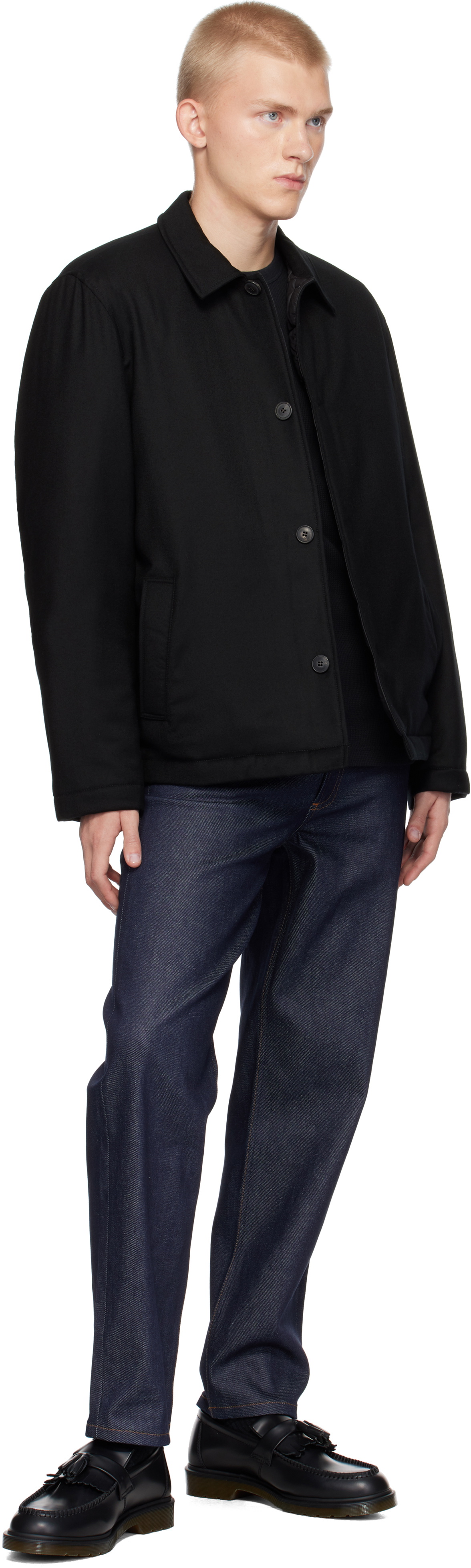 Sunspel Black Insulated Wool Jacket Sunspel