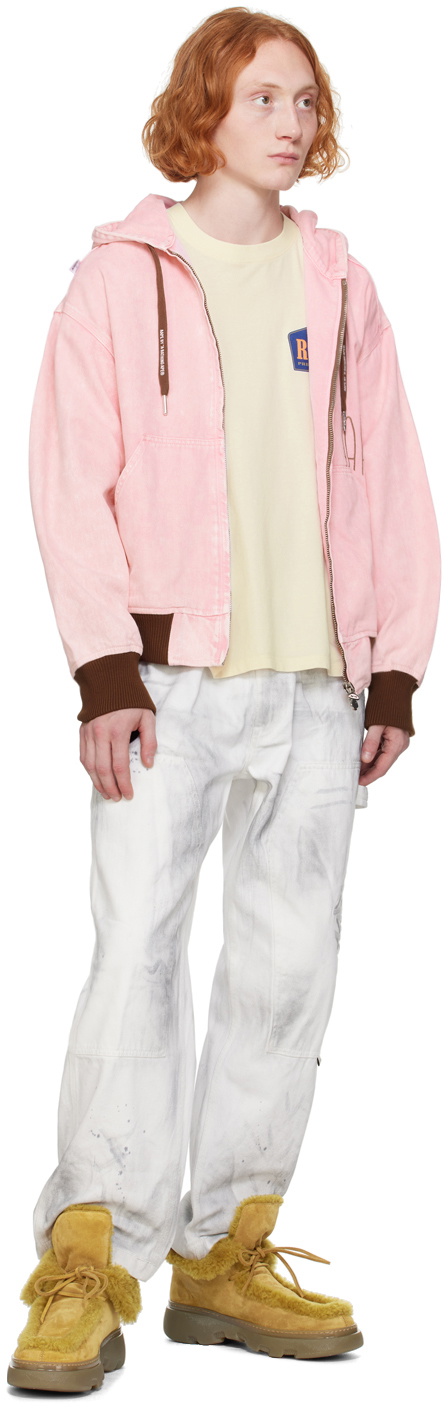 AAPE by A Bathing Ape Pink Hooded Denim Jacket AAPE by A Bathing Ape