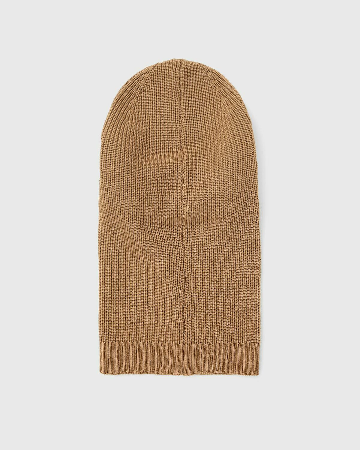Lacoste Ribbed Wool Balaclava With Visor Brown Balaclavas Lacoste