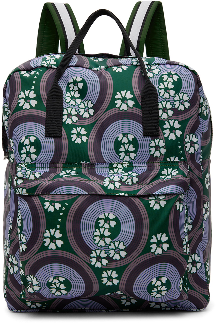 Marni Kids Purple & Green Allover 70s Circles Backpack Marni