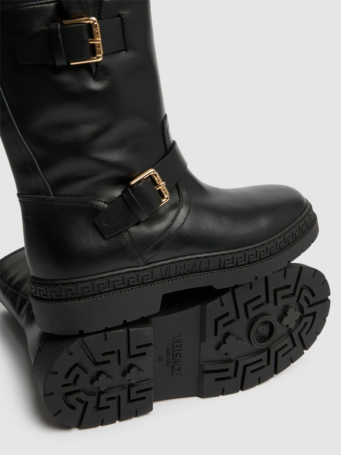 VERSACE Leather Biker Boots Versace